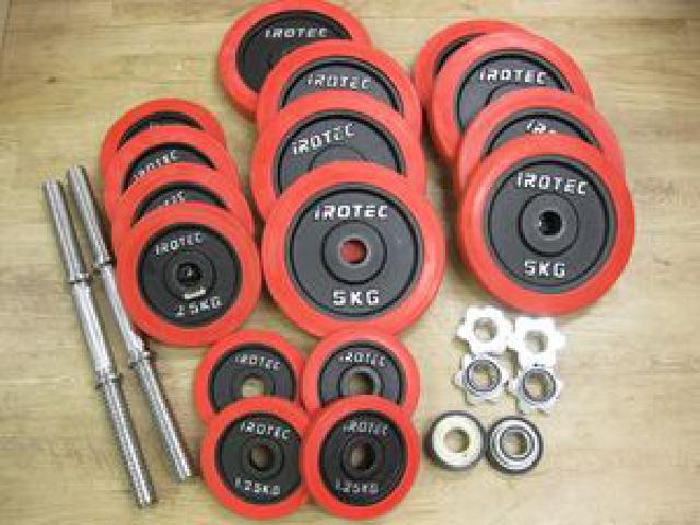IROTEC ラバー ダンベル 計60KG セット プレート シャフト 片手30KG×2個（トレーニング・健康器具）の買取価格 （ID:670914）｜おいくら